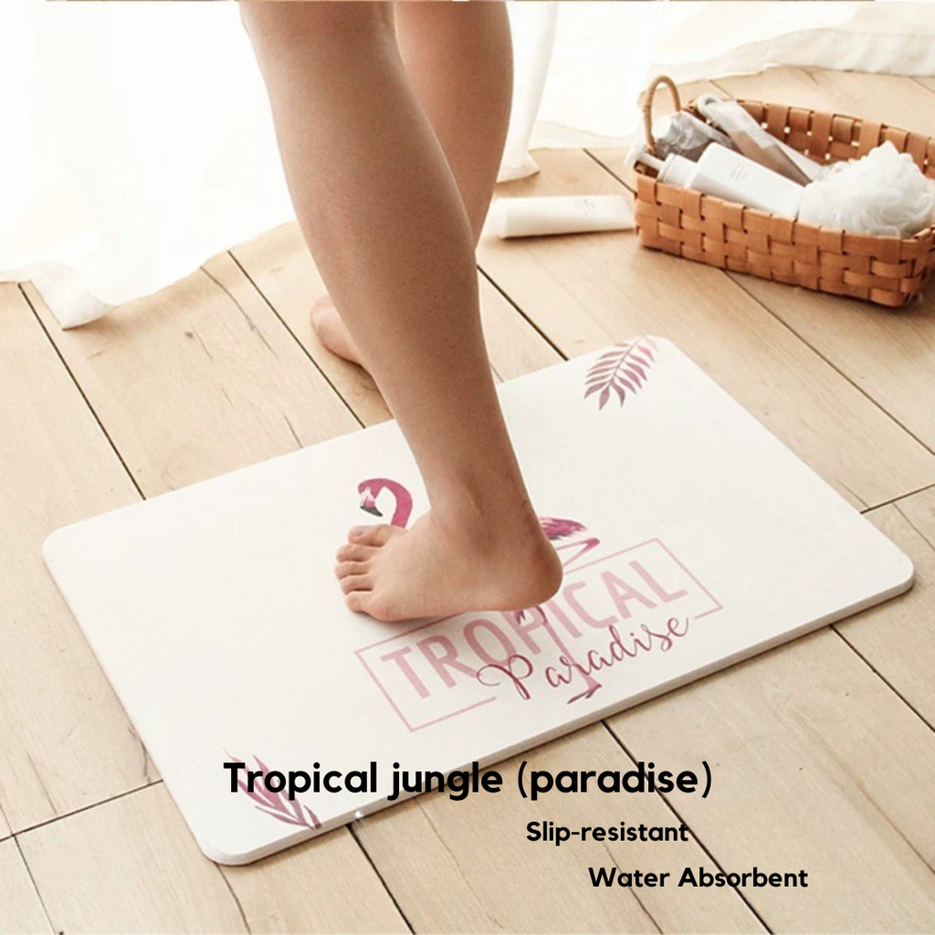 Shop Premium Diatom Floor Bath Mat Fast Drying Tropical Jungle Design ...