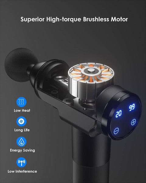 Charcoal Black Deep Tissue Massage Gun Six Heads 20 Intensity – Gadget ...