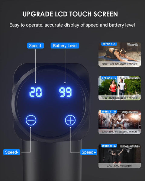 Charcoal Black Deep Tissue Massage Gun Six Heads 20 Intensity – Gadget ...