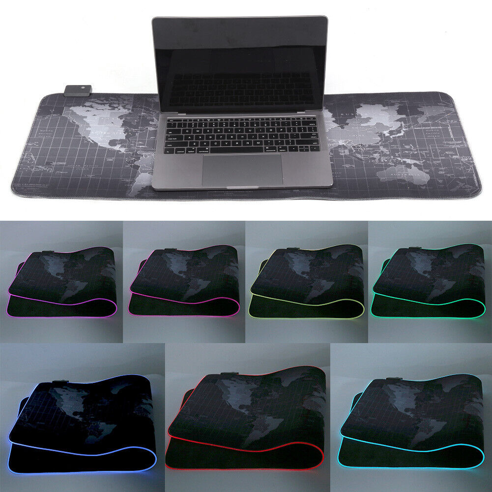 Amazing LED RGB Gaming Mouse Pad Rubber Keyboard 900mm World Map ...